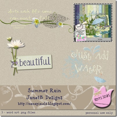 Kerry's Scraps: Summer Rain Word Art Freebie